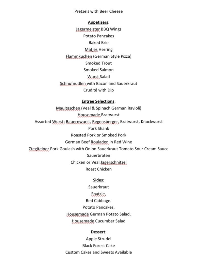 Oktoberfest and German Specialties Catering Menu – Black Forest Inn