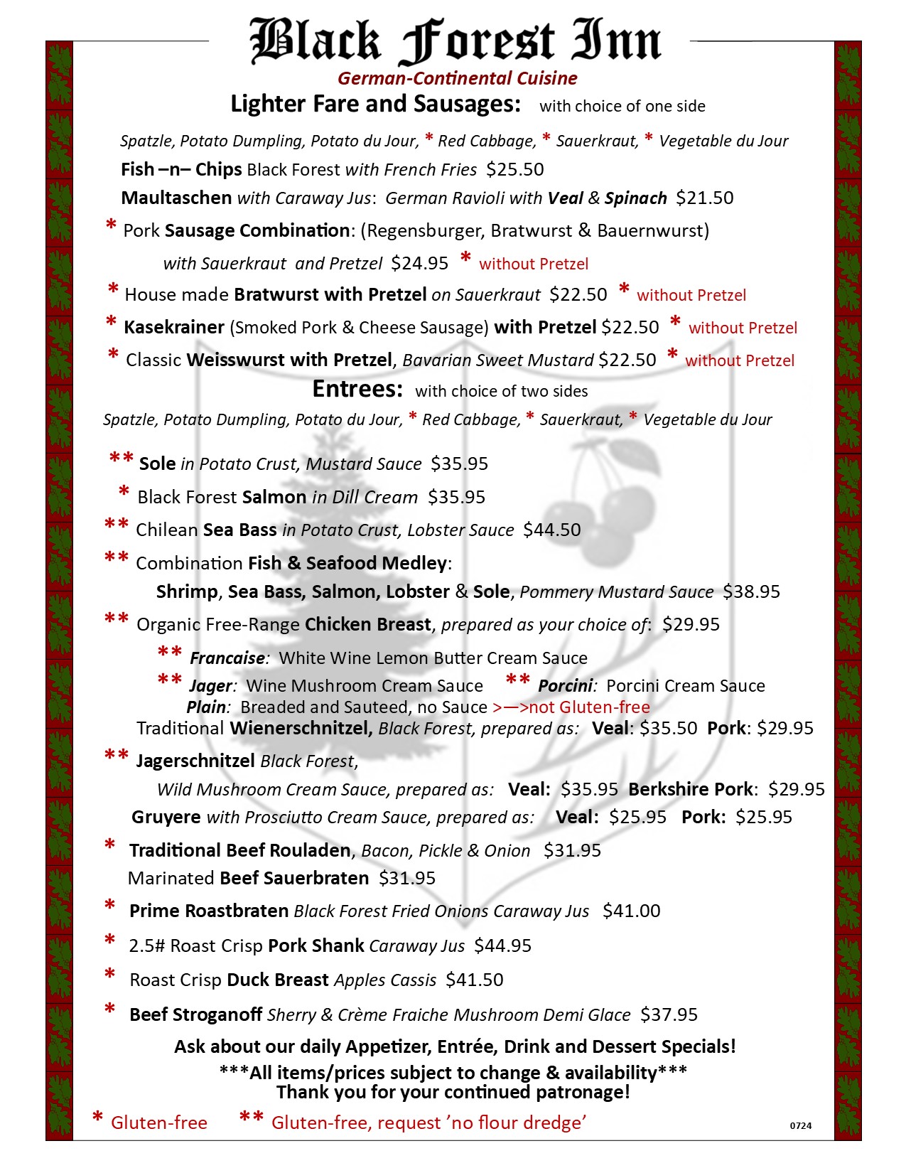 Black Forest Inn – German Continental Cuisine